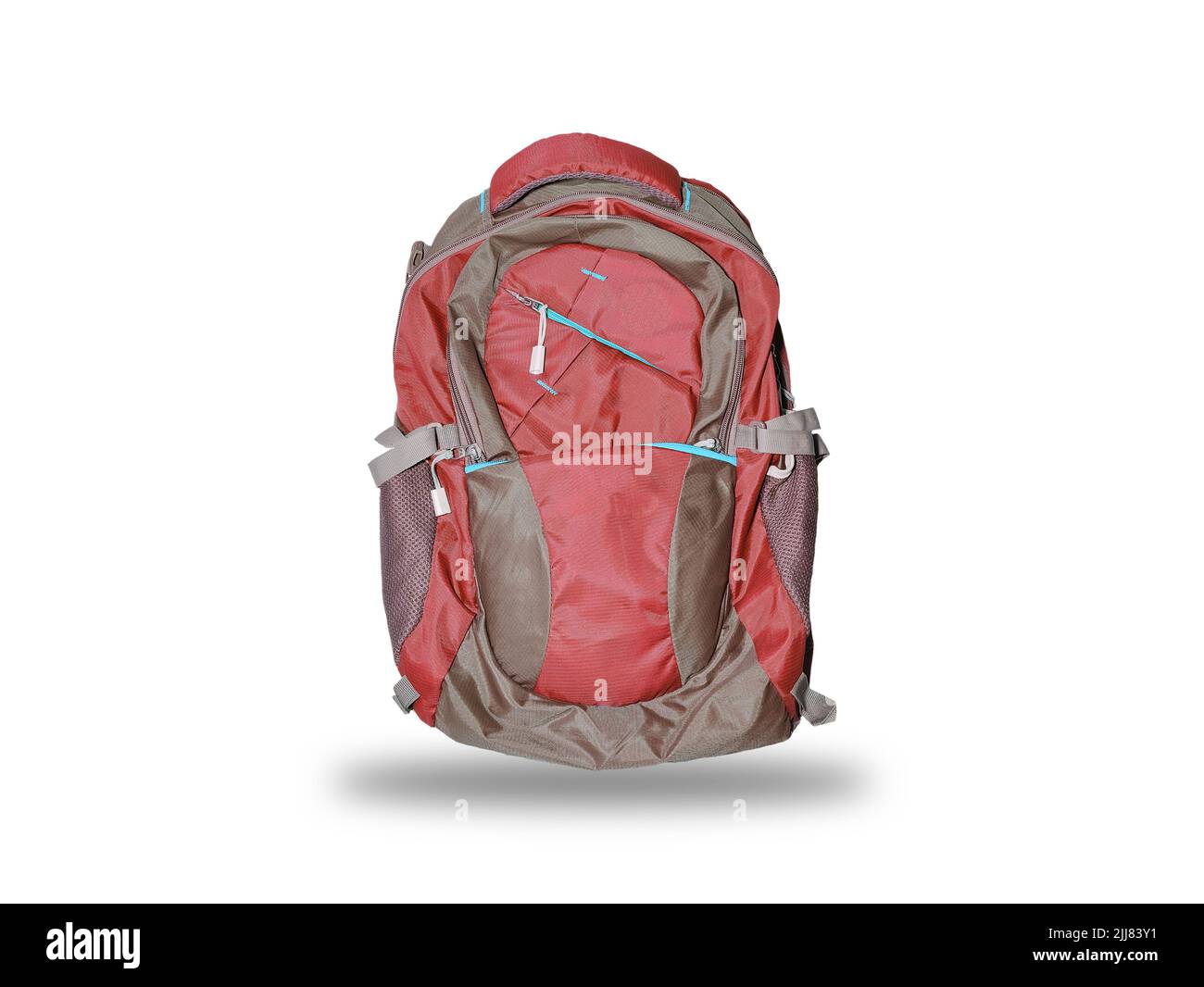 red school bag isolated on white background with shadow Stock Photo - Alamy