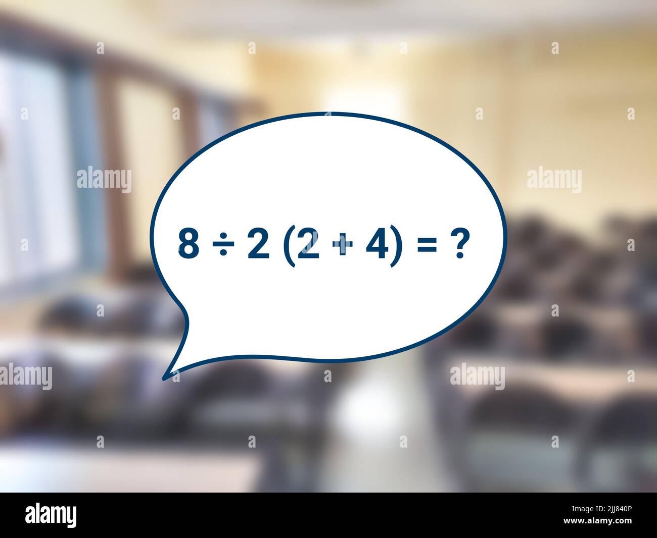 maths sum in massage shape isolated on blur classroom view. concept for ...