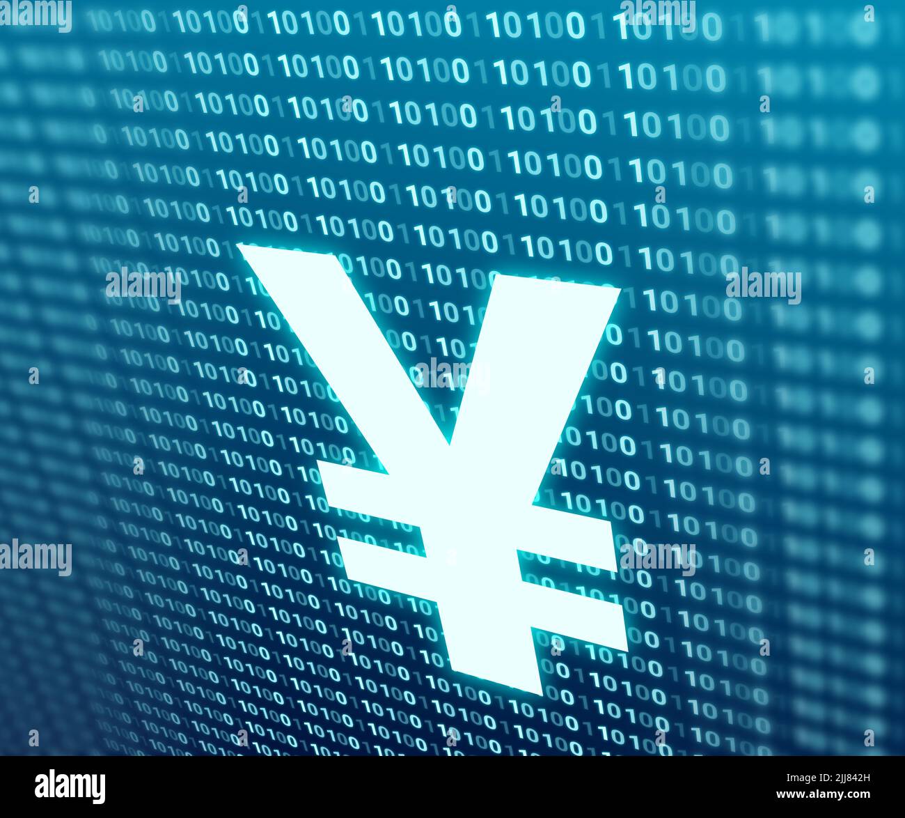 3d yen technology sigh in digital technology background. concept for ...