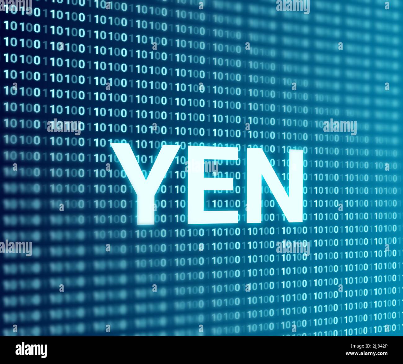 digital yen word isolated on digital background with 3d background ...