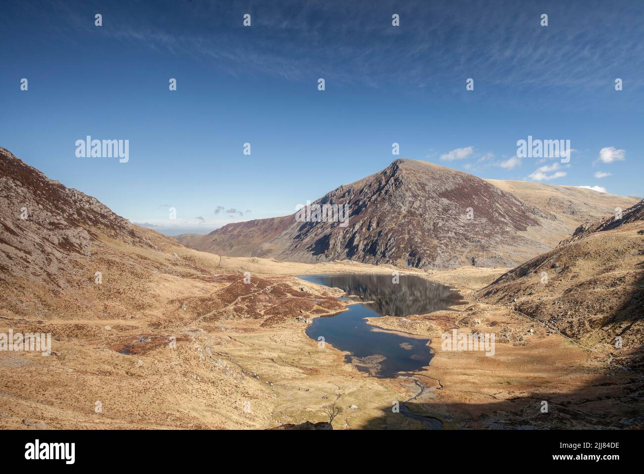 A wide angle view from atop Y Garn, Snowdonia showing the Carneddau ...