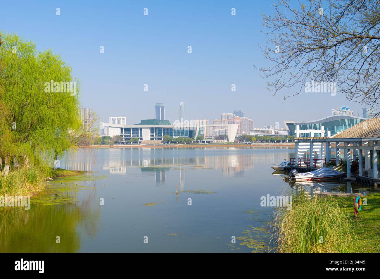 Spring scenery of Yuehu Park in Hanyang, Wuhan, Hubei, China Stock ...