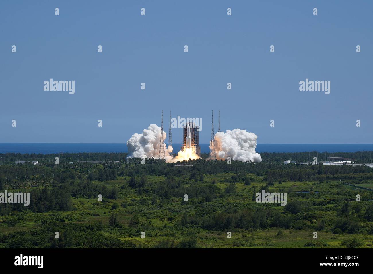 WENCHANG, CHINA - JULY 24, 2022 - A Long March-5B-3 carrier rocket ...