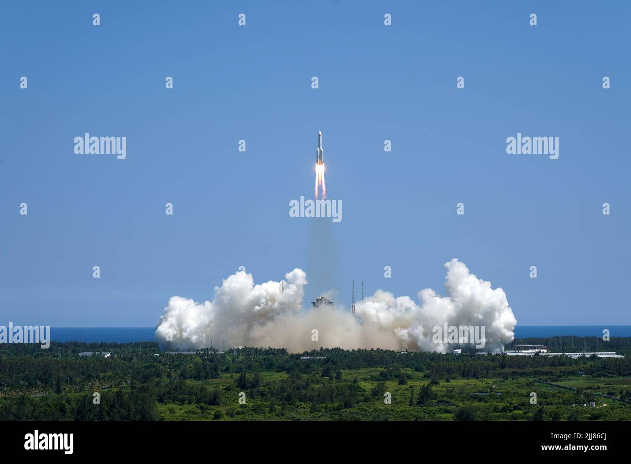 WENCHANG, CHINA - JULY 24, 2022 - A Long March-5B-3 carrier rocket ...