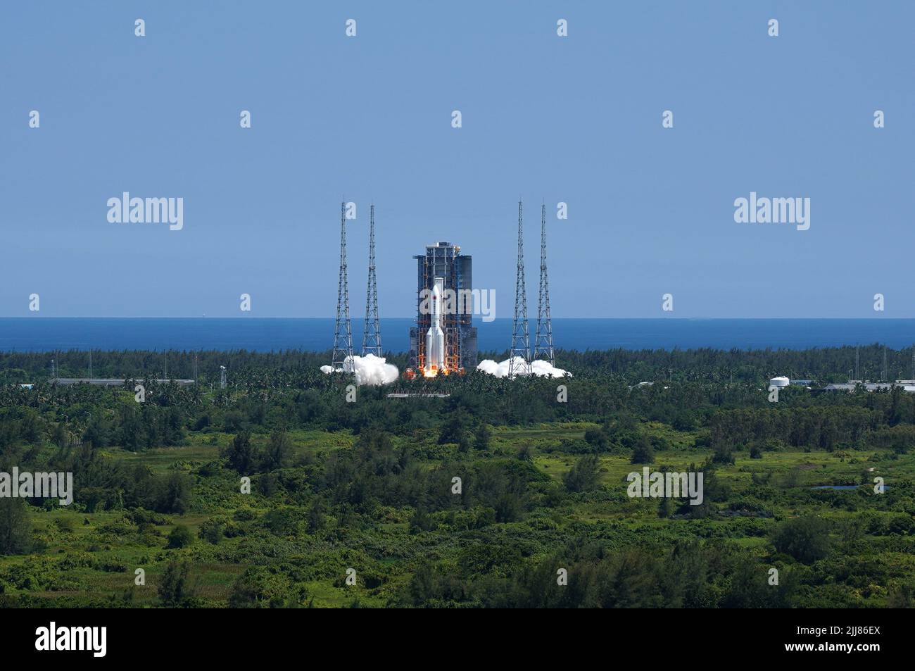 WENCHANG, CHINA - JULY 24, 2022 - A Long March-5B-3 carrier rocket ...