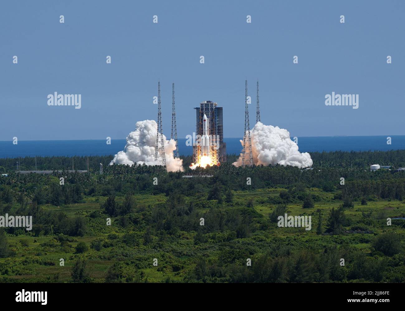 WENCHANG, CHINA - JULY 24, 2022 - A Long March-5B-3 carrier rocket ...