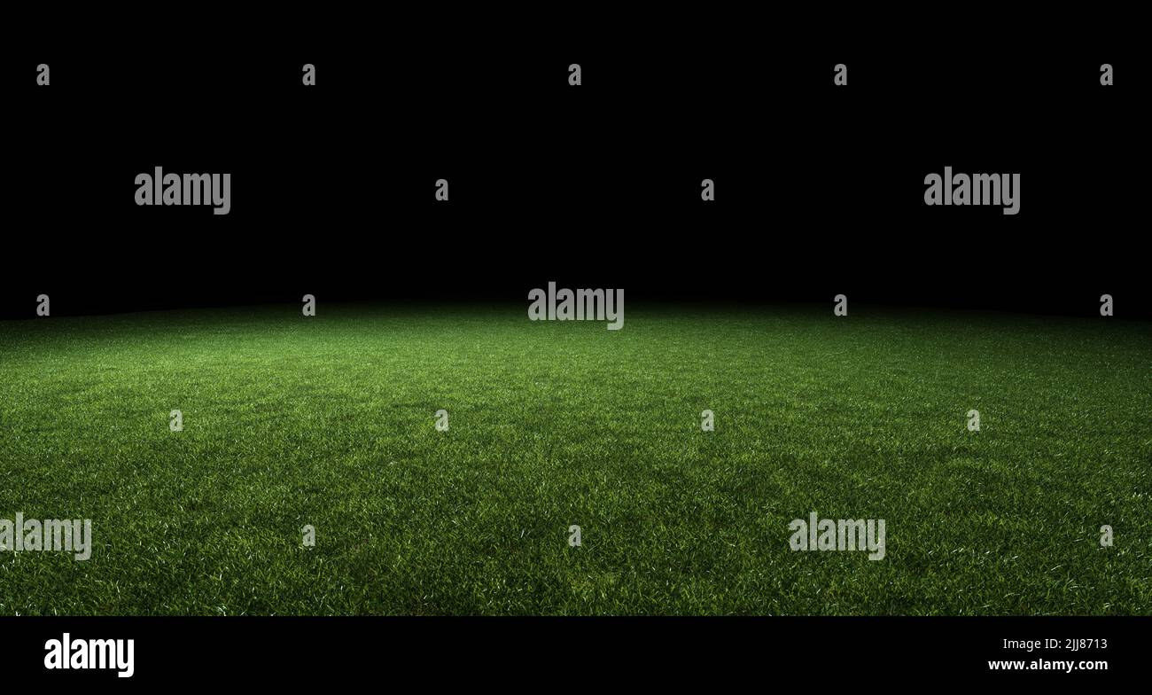 Abstract soccer sport stadium green grass with black top copy space ...