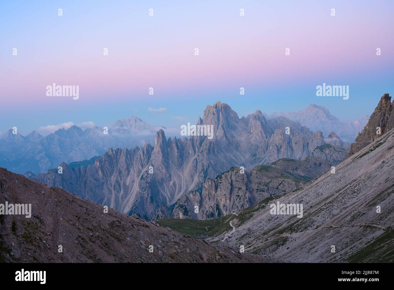 Stunning view of the Cadini di Misurina during a beautiful sunrise ...