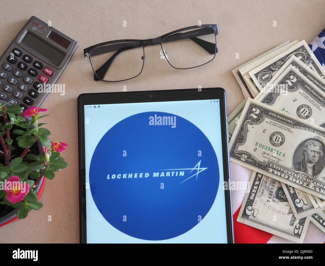 In this photo illustration, Lockheed Martin Corporation logo seen ...