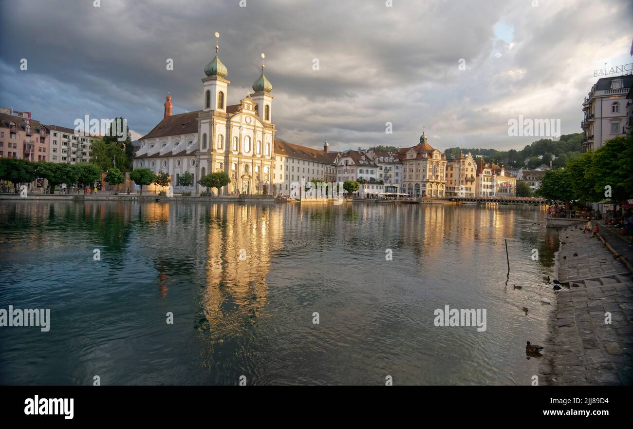 Luzern, Reuss, Jesuitenkirche, Schweiz Stock Photo - Alamy