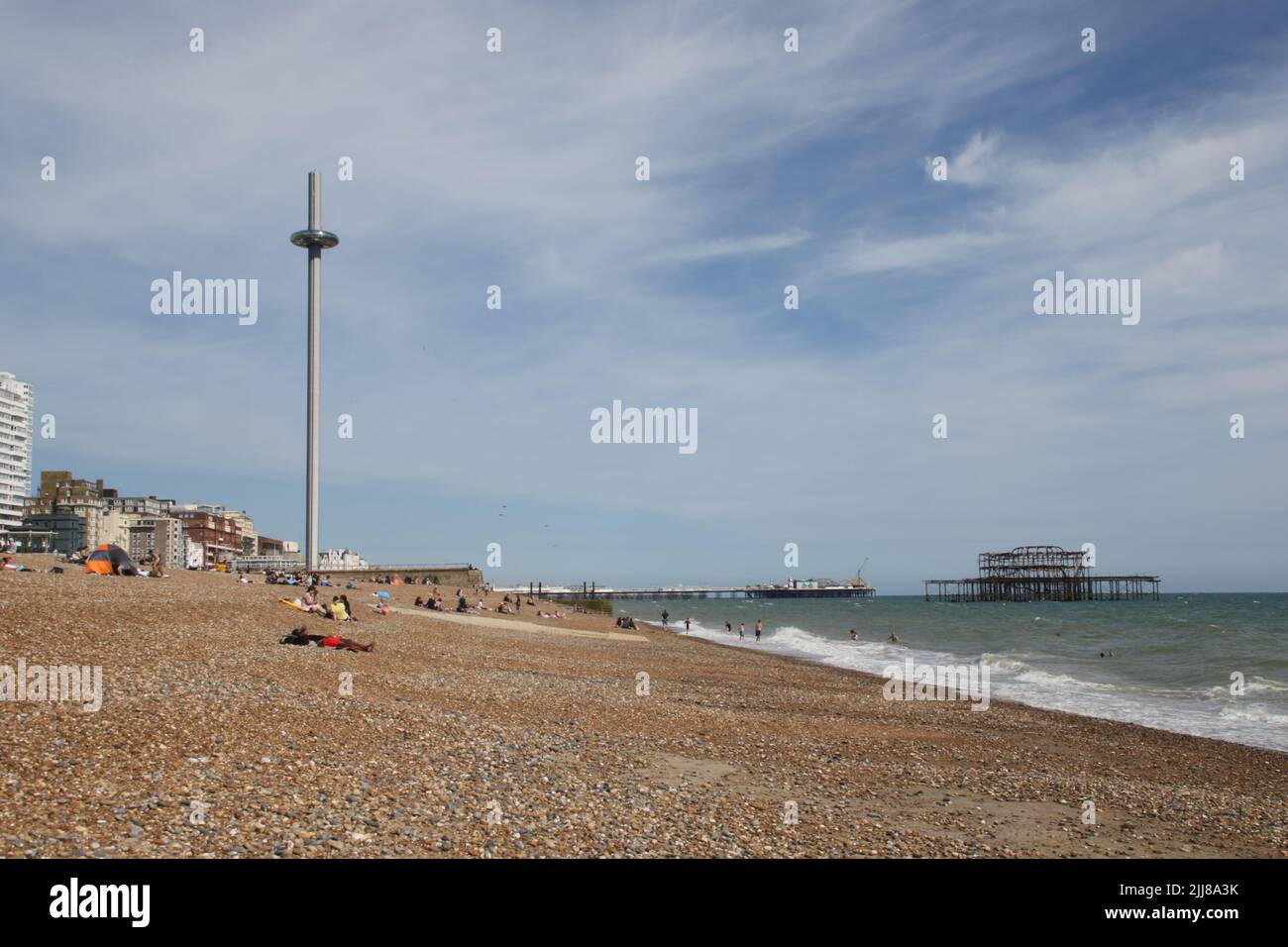 brighton sea front with British Airways tour, Palace Pier and remains ...