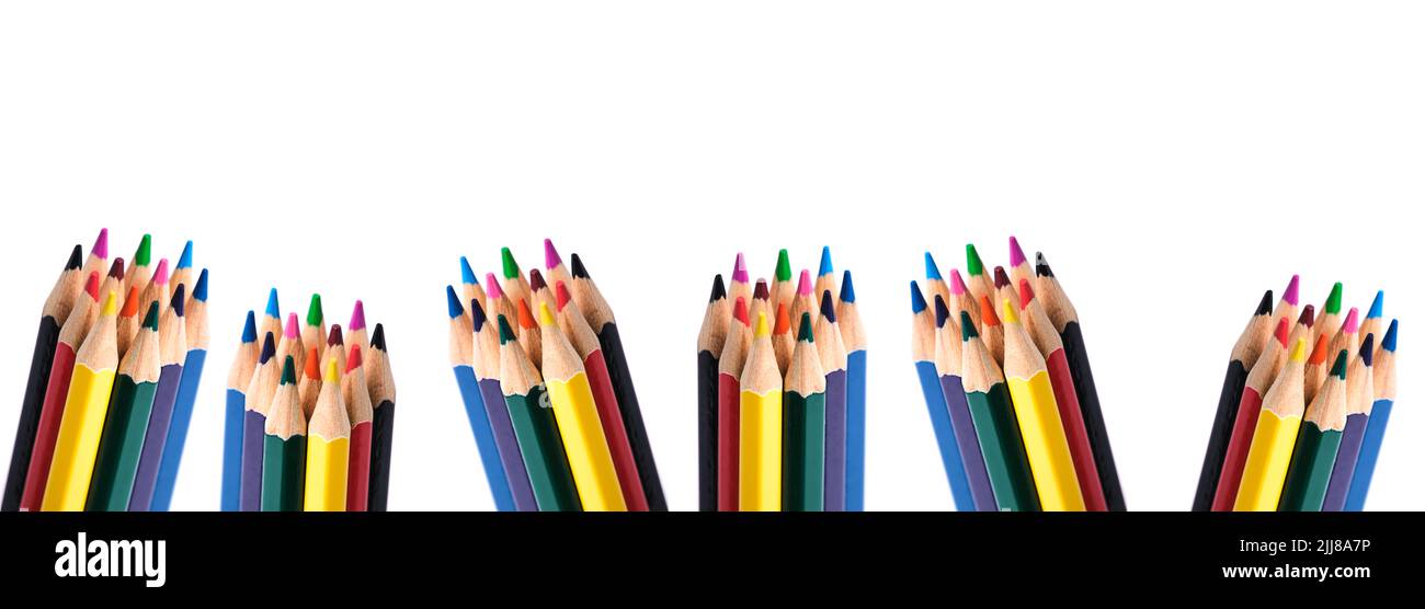 Banner,set of colored pencils white background Stock Photo - Alamy