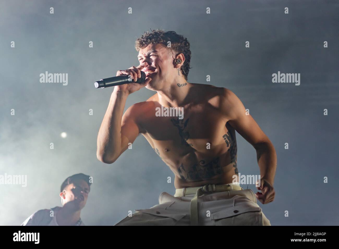 Parco della Pace, Servigliano, Italy, July 23, 2022, Blanco on stage ...