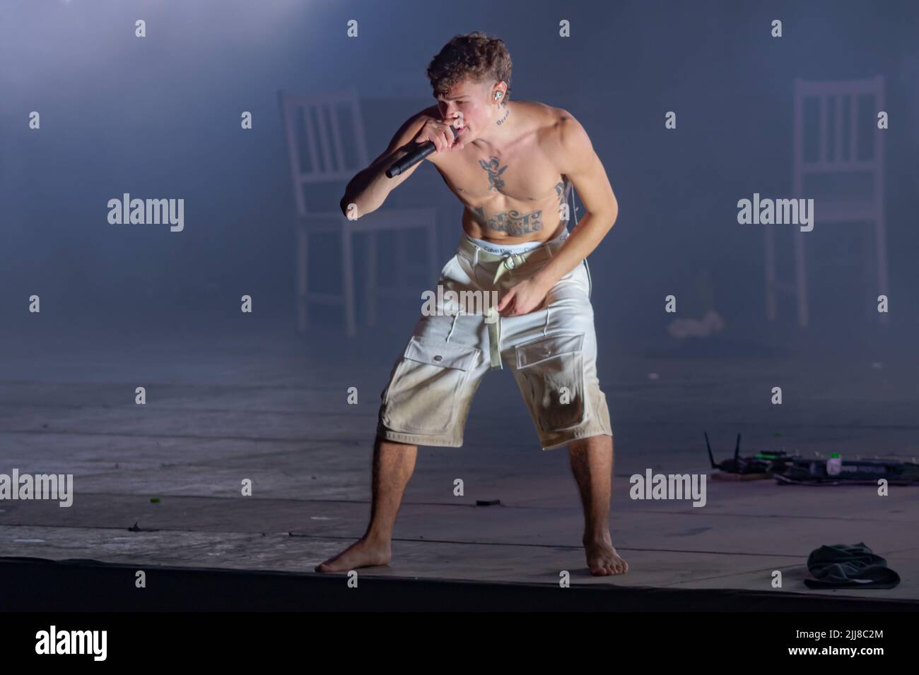 Parco della Pace, Servigliano, Italy, July 23, 2022, Blanco on stage ...