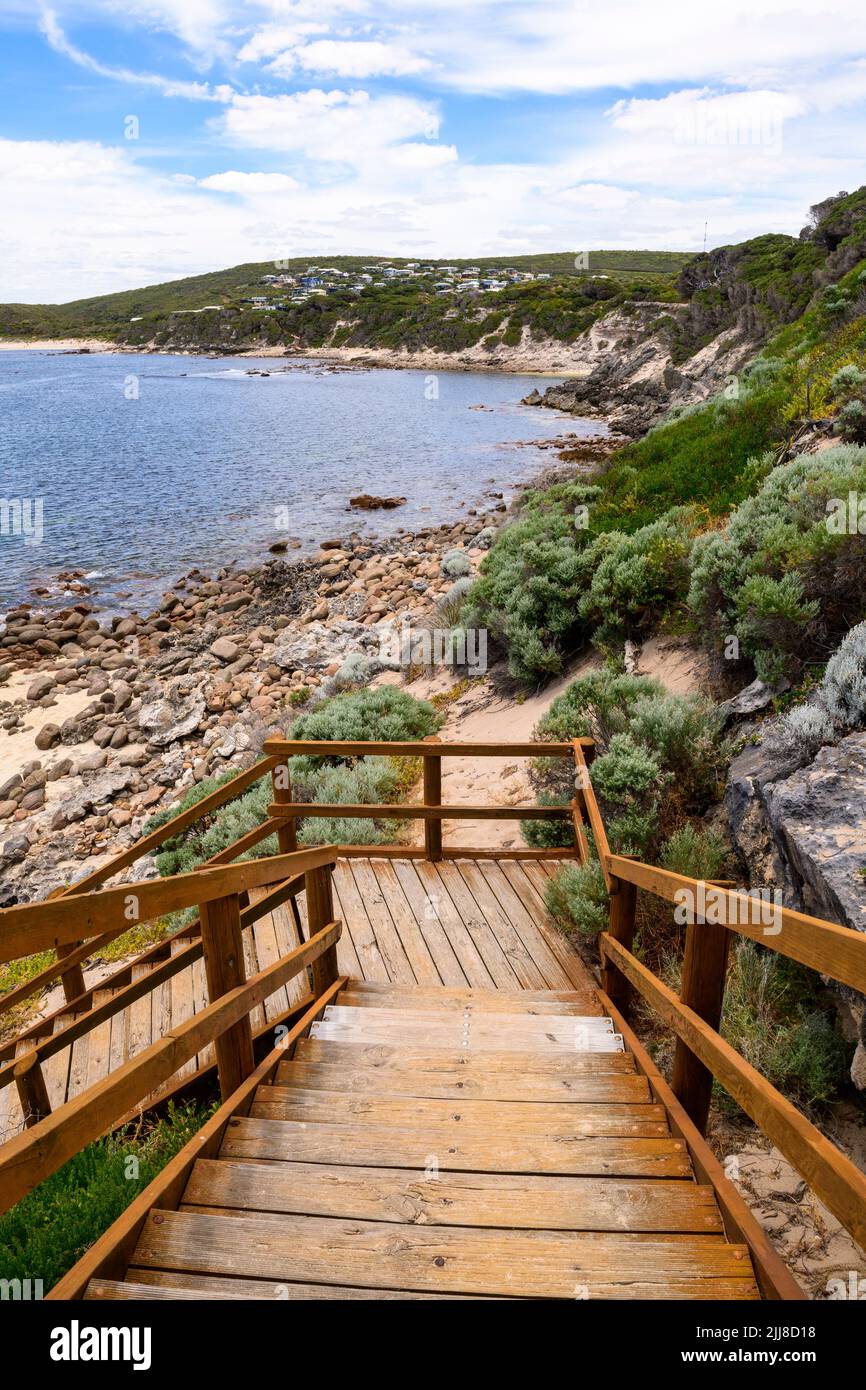 Steps leading down to Cowaramup Bay, Gracetown, Western Australia, site ...