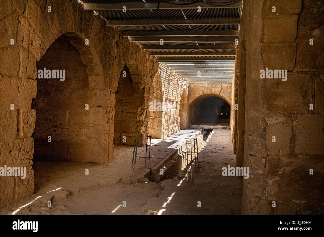 A view along the main underground passageway under the arena of the ...
