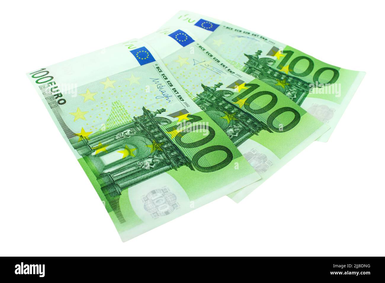 300 Euro Banknotes Isolated Against White Background Closeup Stock 300 Euro Banknotes Isolated Against White Background Closeup Stock
