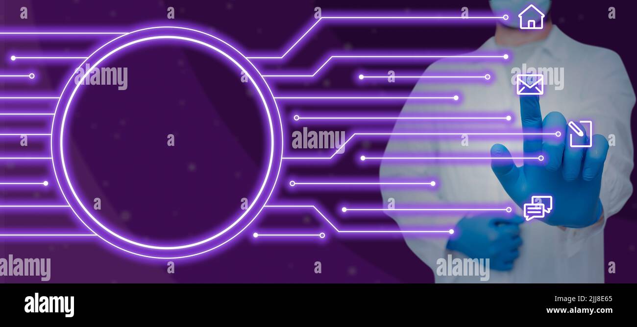 Doctor Pointing With One Finger On Futuristic Design And Presenting ...