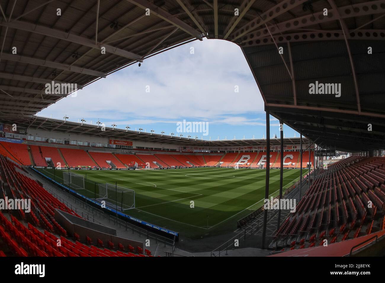 General view inside of Bloomfield Road, home of Blackpool FC Stock ...