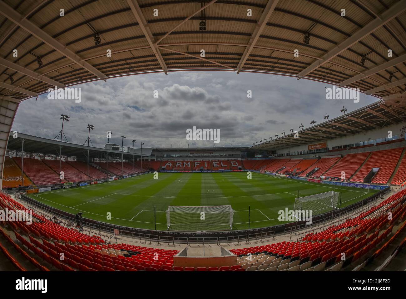 General view inside of Bloomfield Road, home of Blackpool FC Stock ...