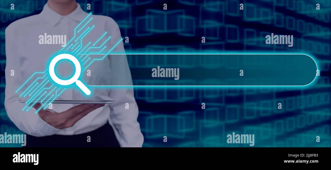 Businessman Holding Tablet Showing Search Bar With New Smart System ...