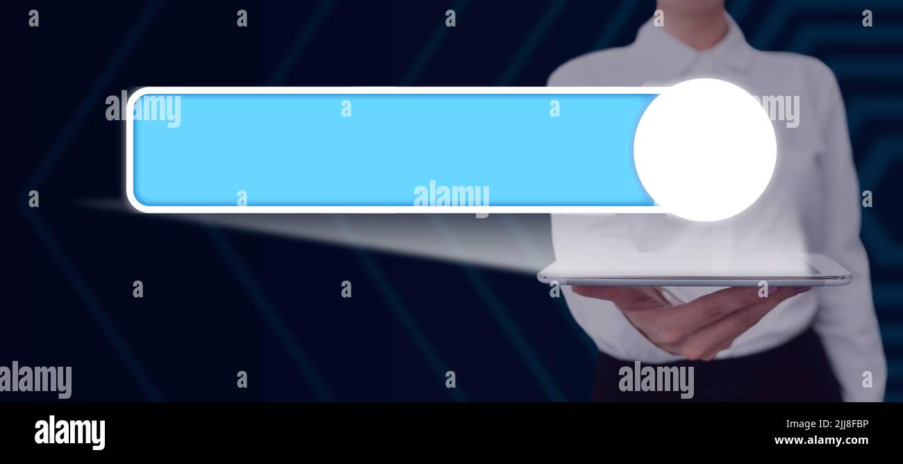 Businesswoman With Tablet Displaying A Glowing Slider Symbol In A ...