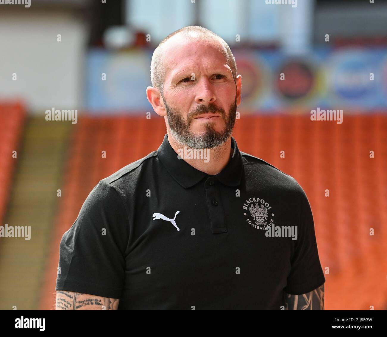 Michael Appleton manager of Blackpool arrives at Bloomfield Road, Home ...
