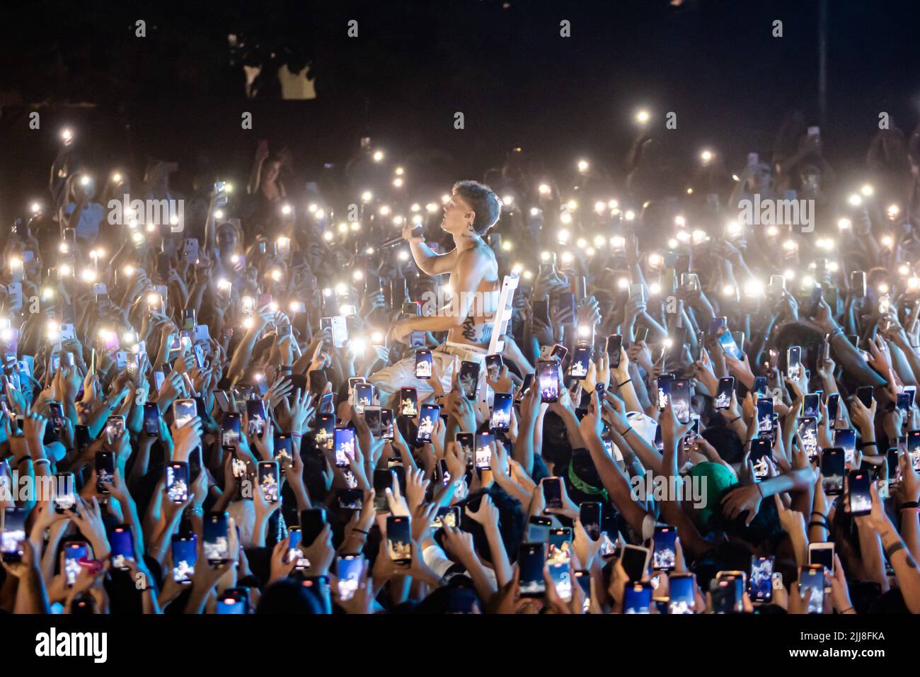 Blanco on stage during Blanco - Blu celeste tour, Italian singer Music ...