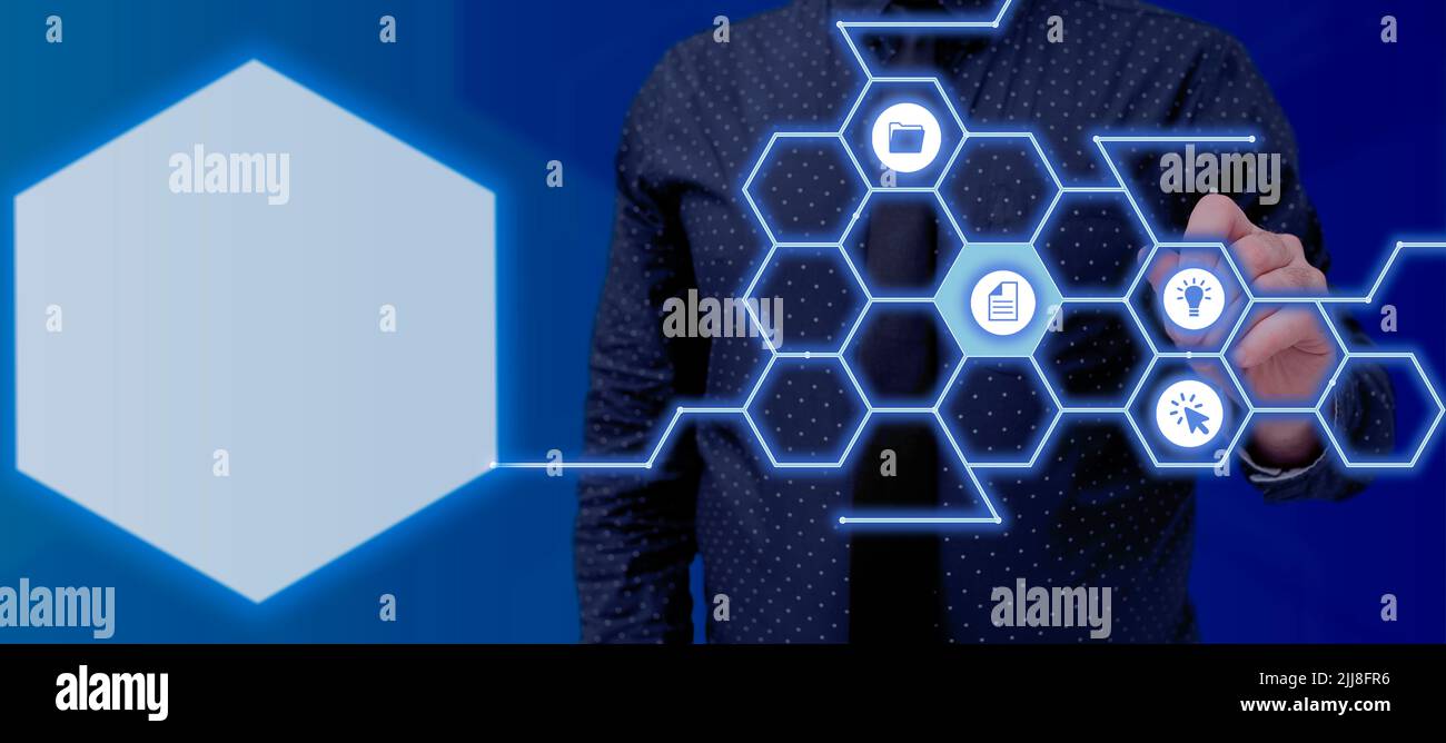 Businessman Pointing On A Pattern With Symbols And Presenting Important ...