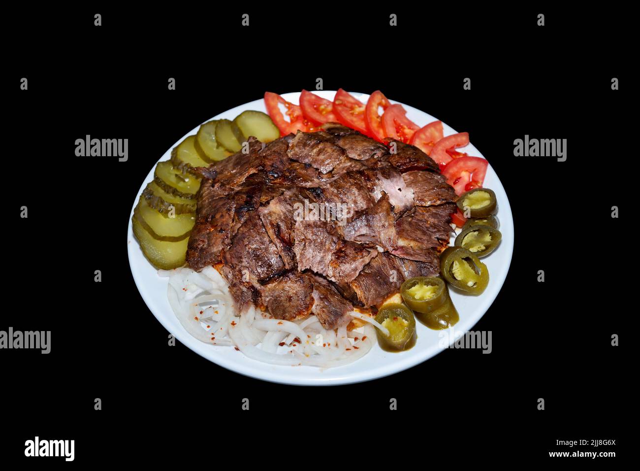 Isolated Beef or lamb meat doner plate in a Restaurant Stock Photo - Alamy