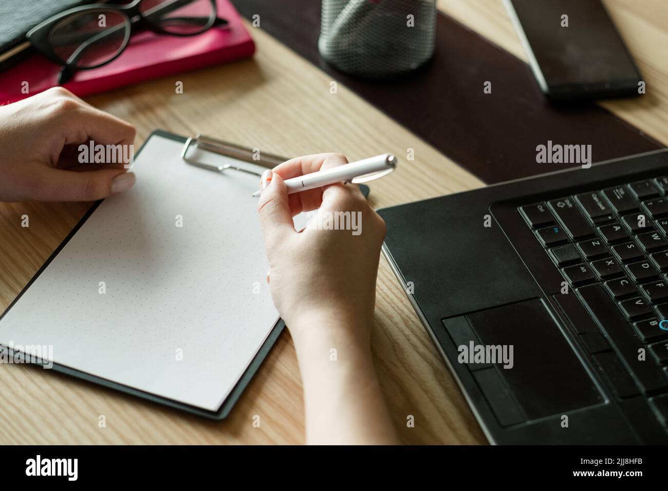 planning thinking idea strategy clipboard write Stock Photo - Alamy