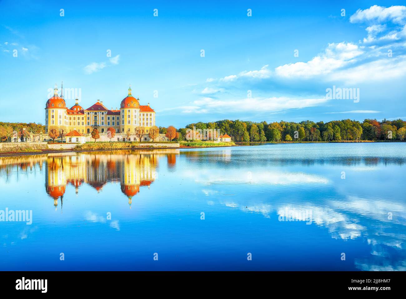 Majestic view of Moritzburg Castle near Dresden. Popular tourist ...