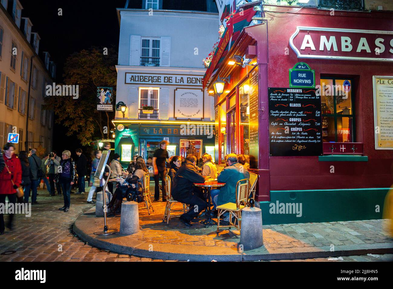 Paris, France, Crowd People, Tourists on Terrace, Street Scene, French ...