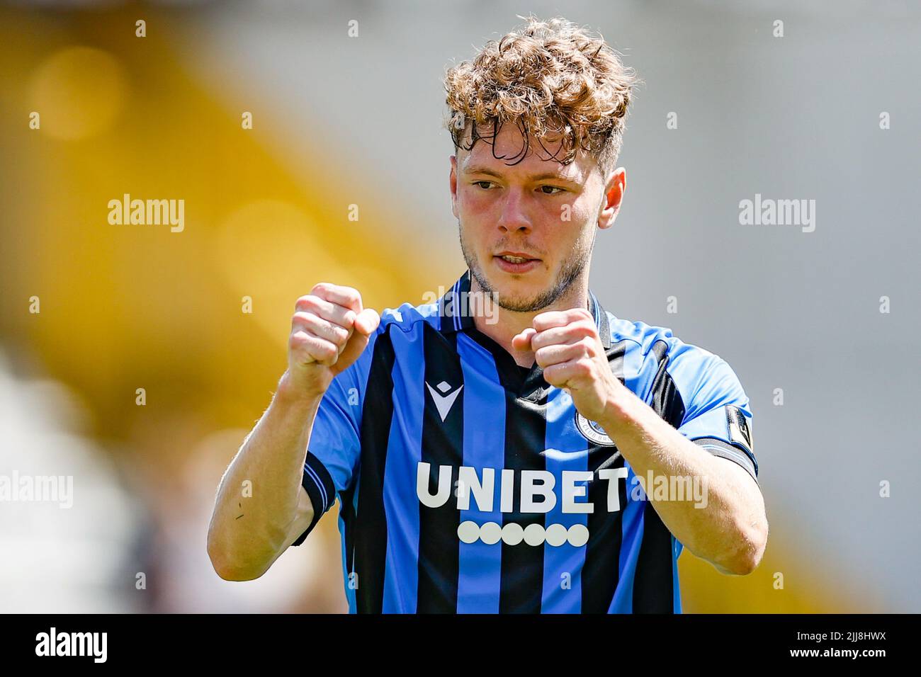 Club's Andreas Skov Olsen celebrates after scoring during a soccer ...