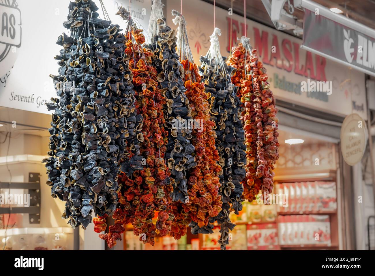 Dried vegetables hanging vertical in Istanbul ‘s Egyptian (Spice ...