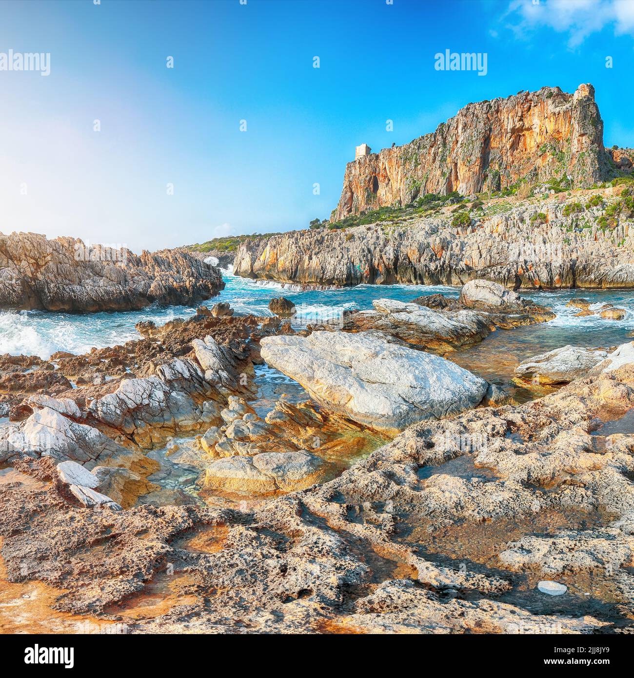 Spectacular seascape of Isolidda Beach near San Vito cape. Popular ...