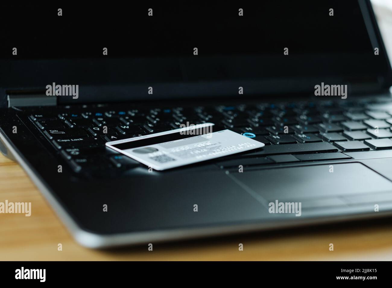 online banking money management bank card laptop Stock Photo - Alamy