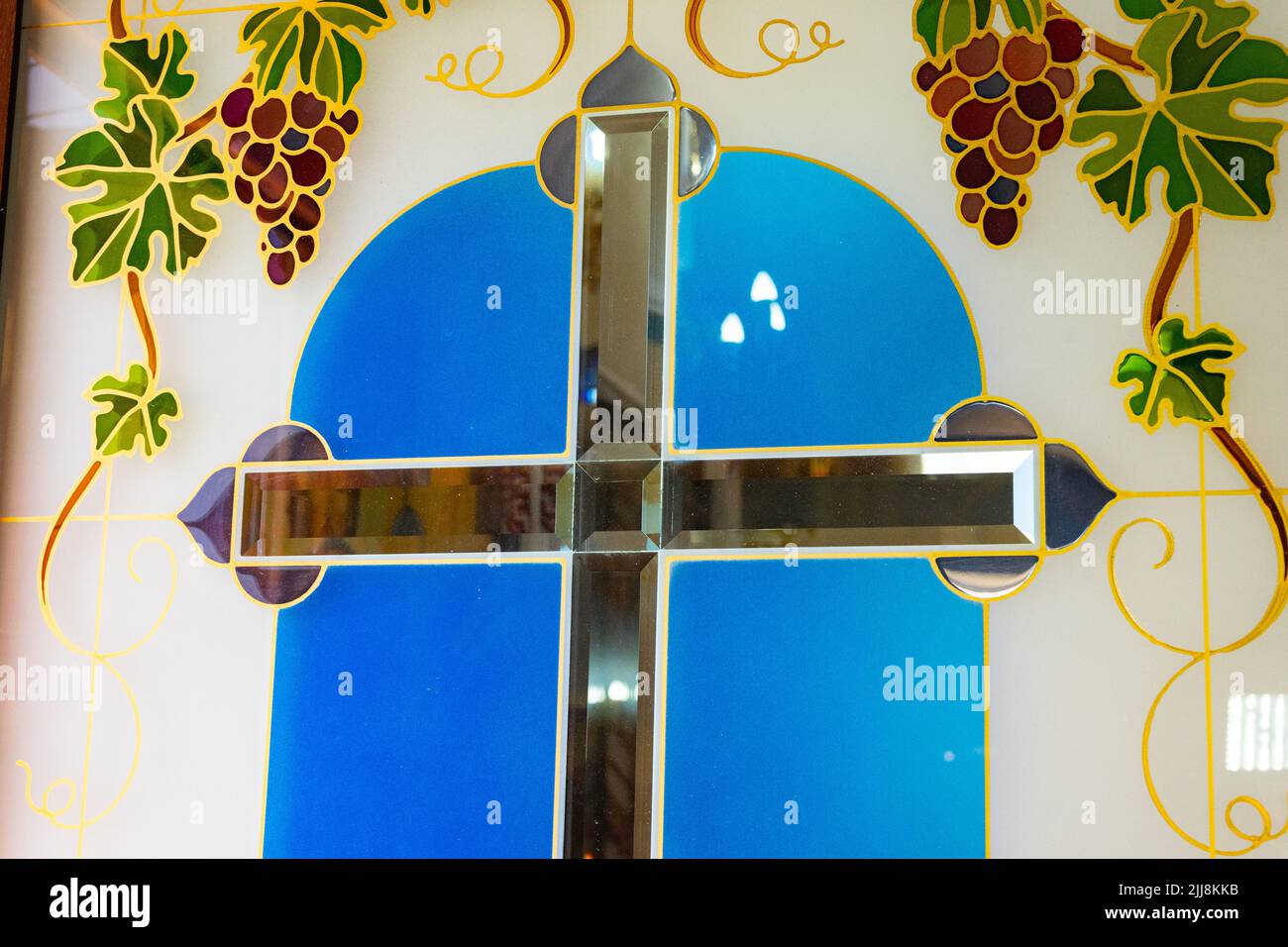 The Christian cross as an element of the interior in the church Stock ...