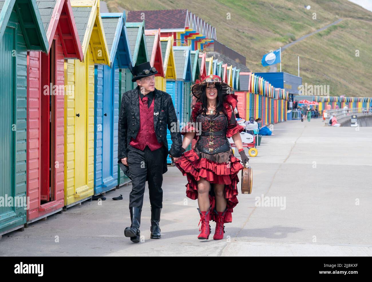 Karen and John Austin attend the Whitby Steampunk Weekend, in Whitby ...
