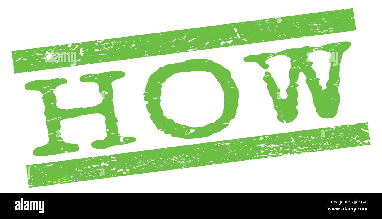 HOW text written on green grungy lines stamp sign Stock Photo - Alamy