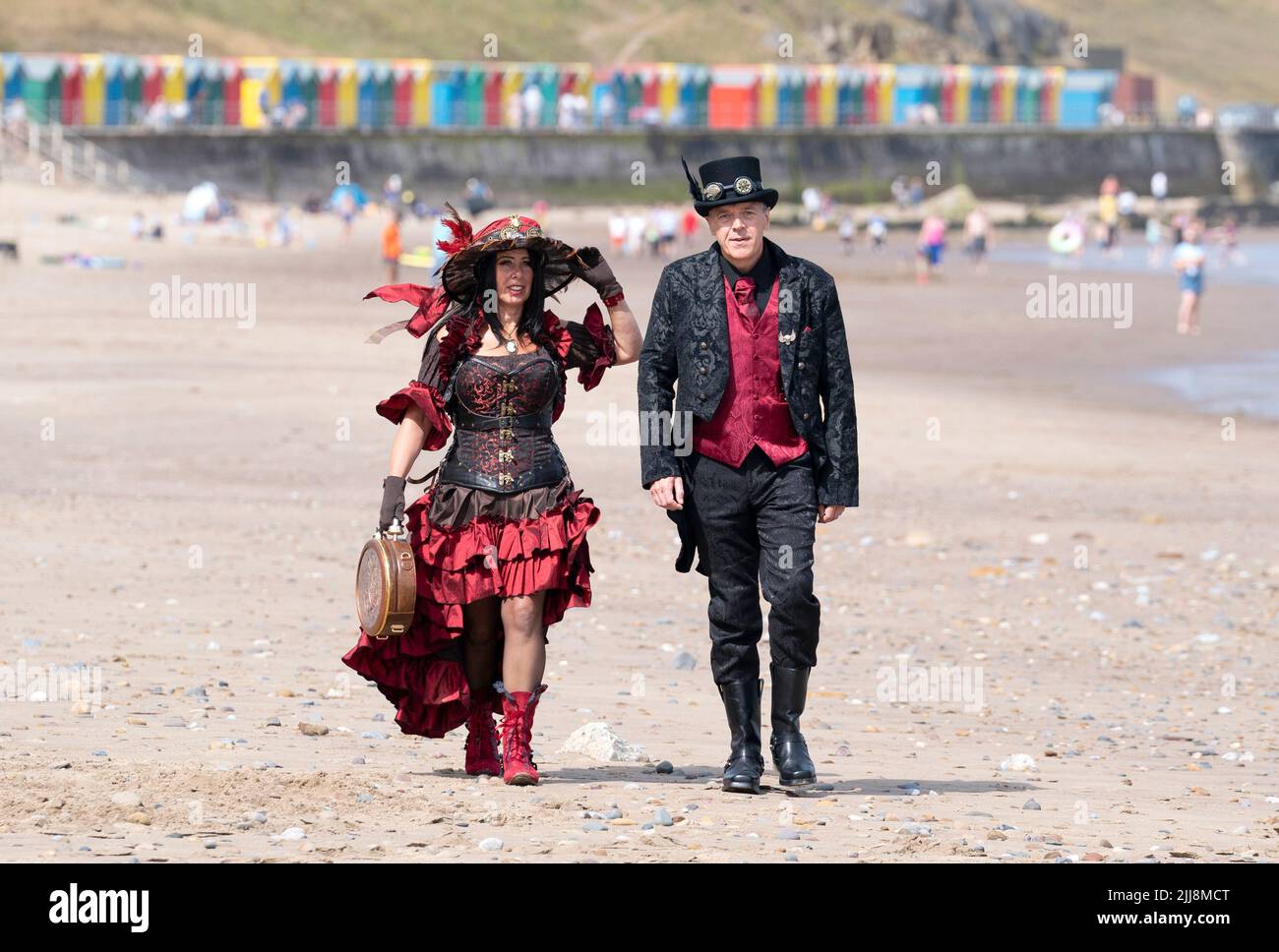 Karen and John Austin attend the Whitby Steampunk Weekend, in Whitby ...
