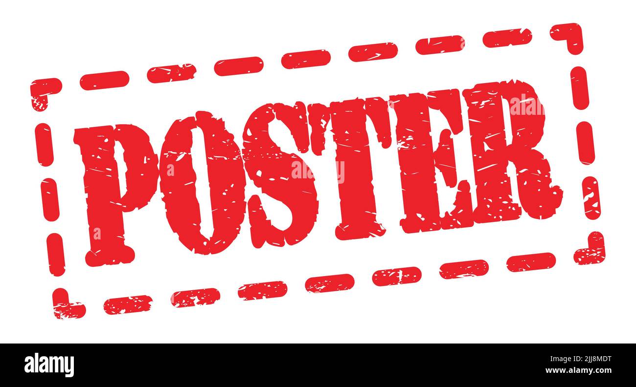 POSTER text written on red dash stamp sign Stock Photo - Alamy