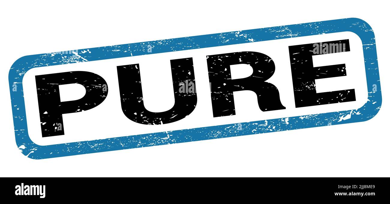 PURE text written on blue-black rectangle stamp sign Stock Photo - Alamy