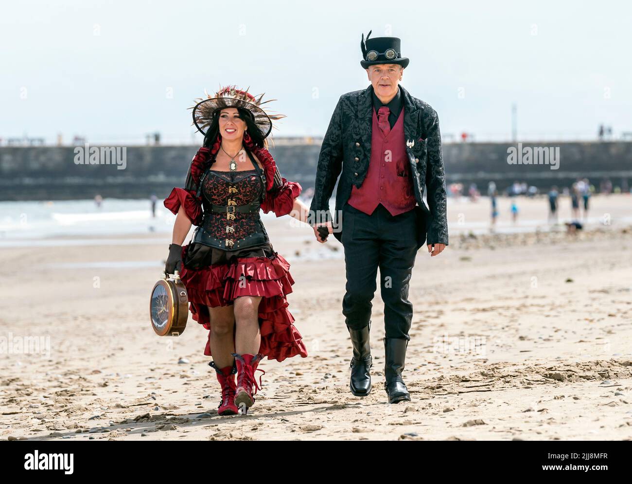 Karen and John Austin attend the Whitby Steampunk Weekend, in Whitby ...