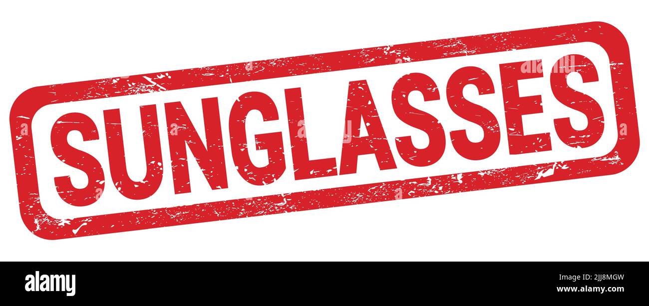 SUNGLASSES text written on red rectangle stamp sign Stock Photo - Alamy