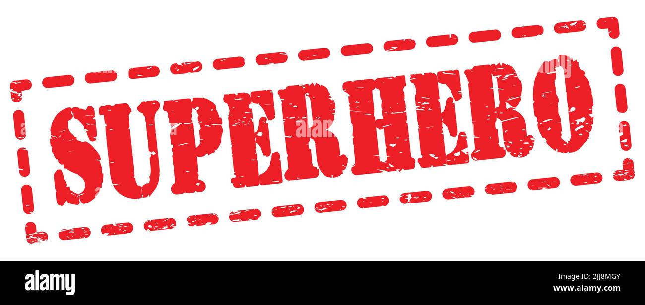 SUPERHERO text written on red dash stamp sign Stock Photo - Alamy