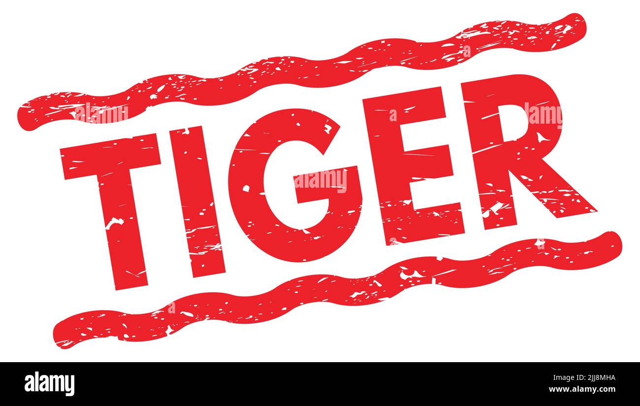 TIGER text written on red lines stamp sign Stock Photo - Alamy