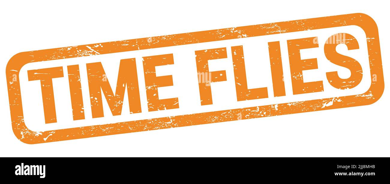 TIME FLIES text written on orange rectangle stamp sign Stock Photo - Alamy