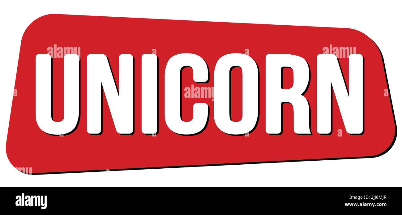 UNICORN text written on red trapeze stamp sign Stock Photo - Alamy