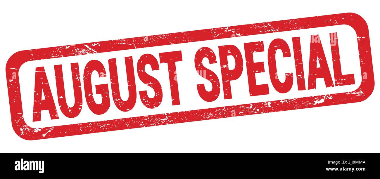AUGUST SPECIAL text written on red rectangle stamp sign Stock Photo - Alamy
